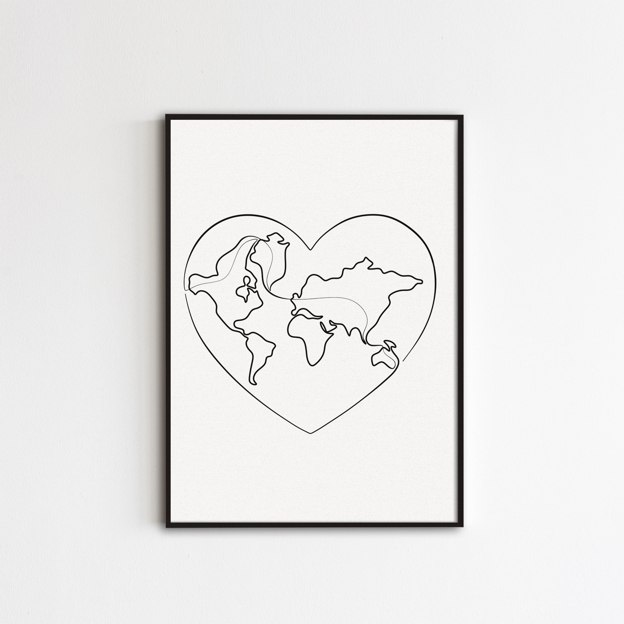 World Map Line Art Travel Line Drawing Wanderlust Print | Etsy