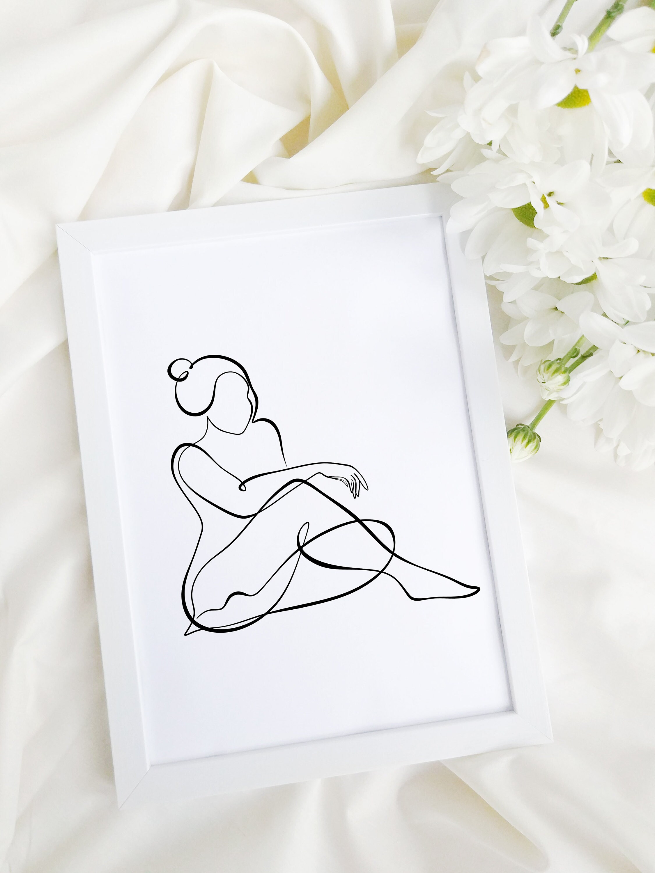 Body Positive One Line Art Curvy Woman Art Poster Thick Girl Etsy