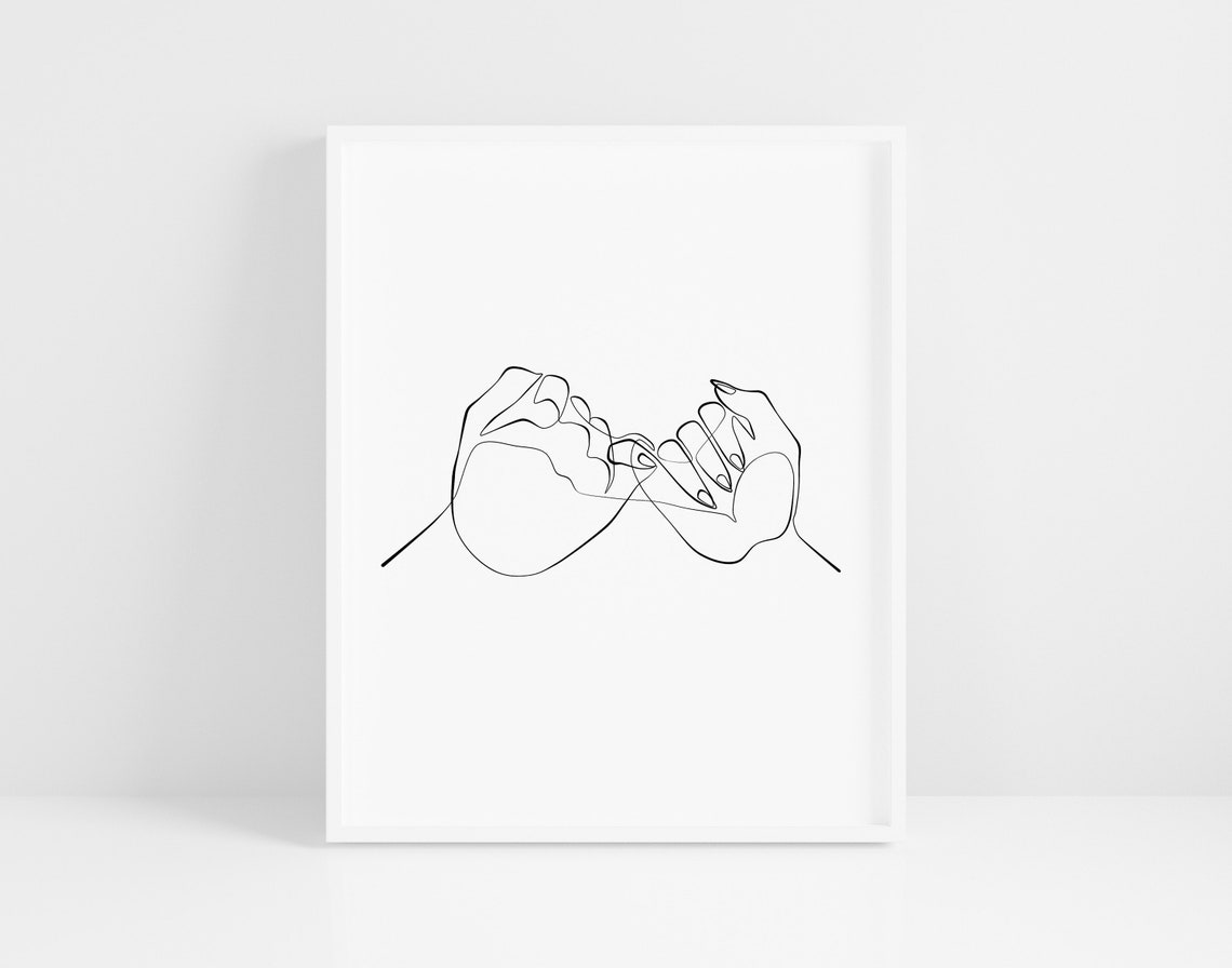 Pinky Swear Print One Line Hands Drawing Pinky Promise Line | Etsy