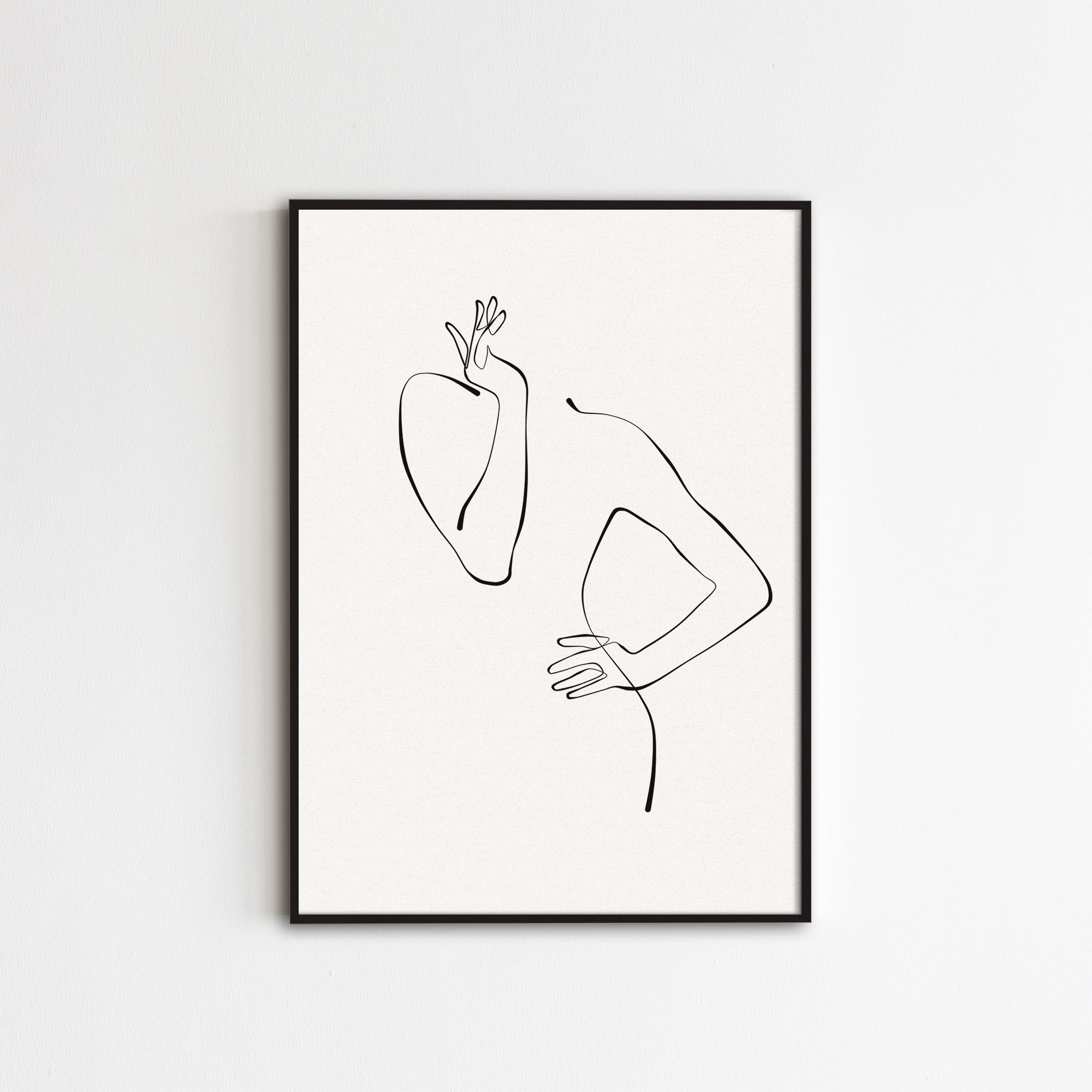 Female Body Line Art Print Flower Line Drawing Minimalist