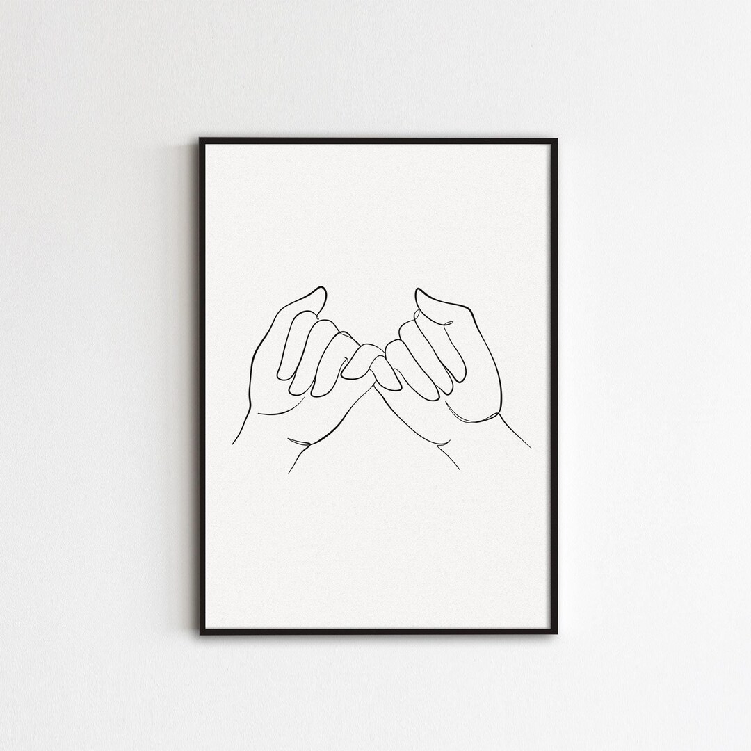 Pinky Promise Hands Wall Art, Holding Hands Line Art, Pinky Swear Print ...