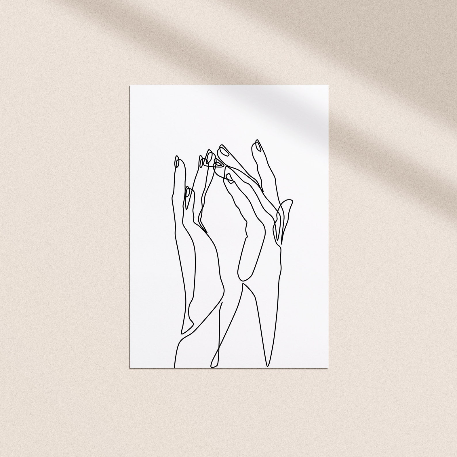 Hands Line Drawing One Line Art Minimalist Love Poster - Etsy