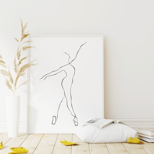Woman Line Art Abstract, Dancer Line Drawing, Ballerina Poster ...