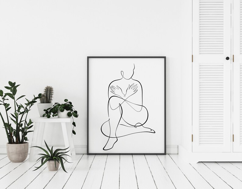 Body Positive One Line Art Curvy Woman Printable Art Body Etsy