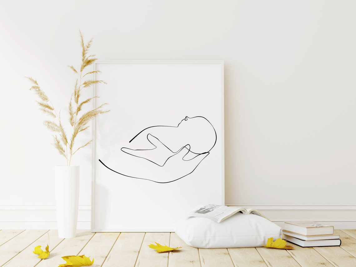 Newborn Line Art One Line Drawing Baby Abstract Hands Print - Etsy