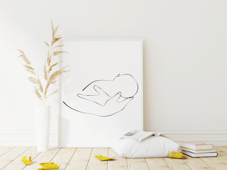 Newborn Line Art One Line Drawing Baby Abstract Hands Print - Etsy