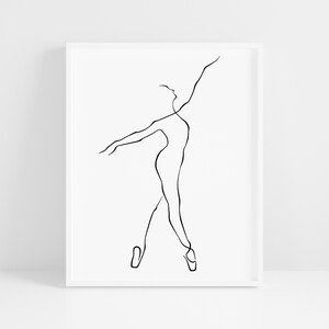 Woman Line Art Abstract, Dancer Line Drawing, Ballerina Poster ...