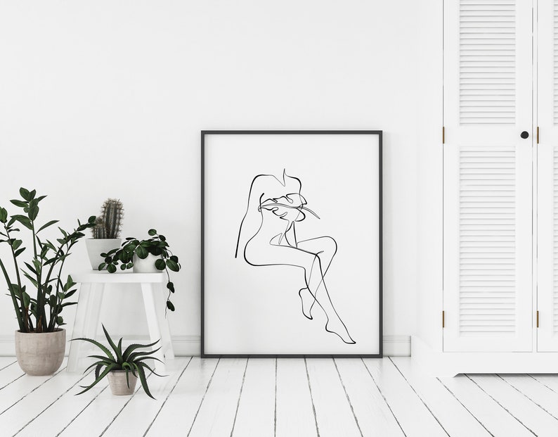 Abstract Woman Figure Art Minimal Line Drawing Abstract Etsy