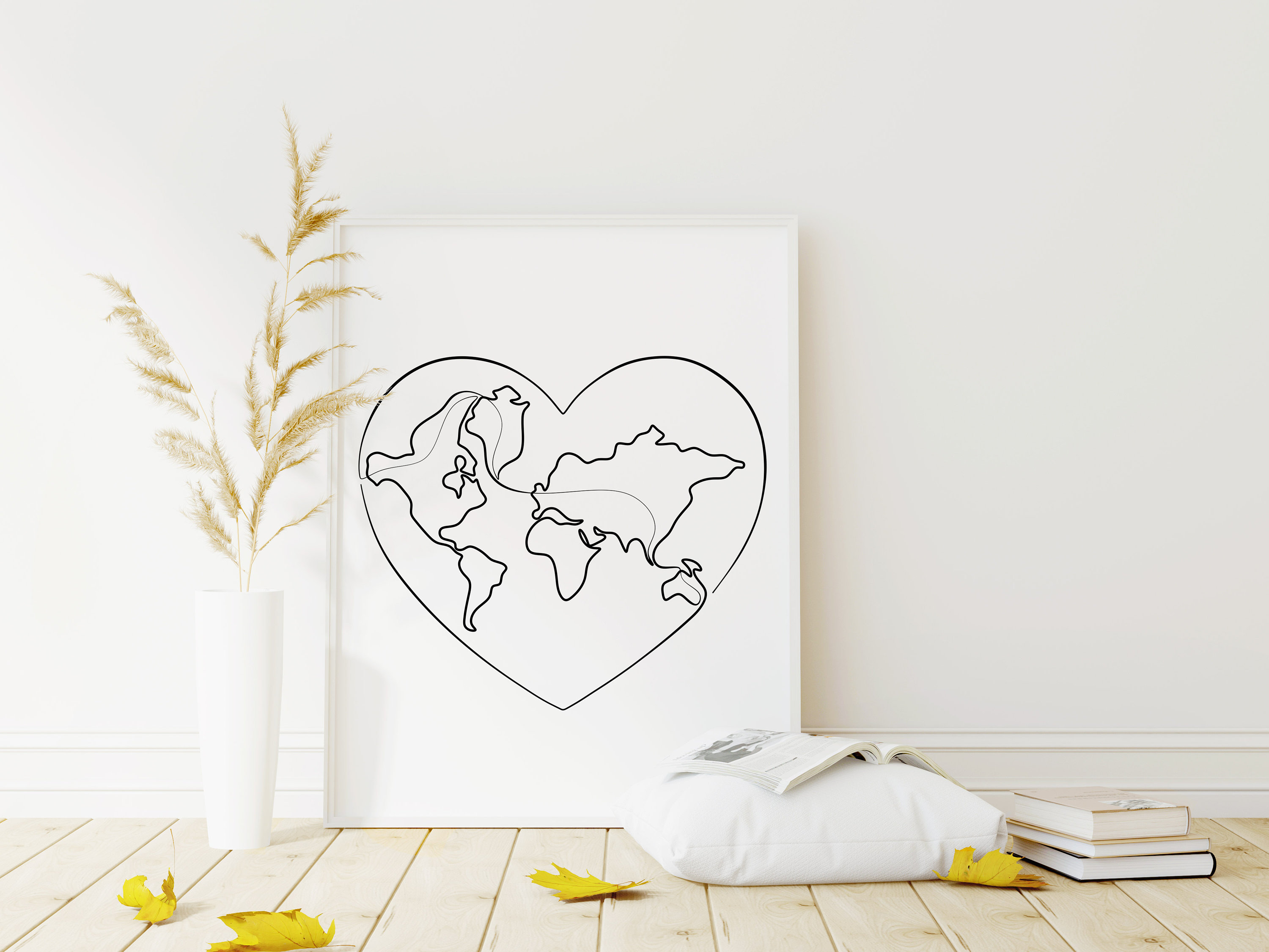 World Map Line Art Travel Line Drawing Wanderlust Print - Etsy