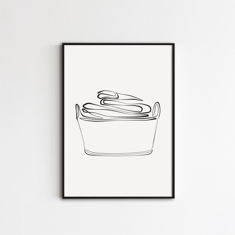 Laundry Line Art Utility Room Print One Line Drawing | Etsy