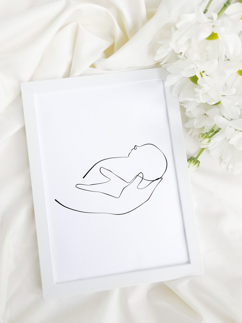 Newborn Line Art One Line Drawing Baby Abstract Hands Print - Etsy