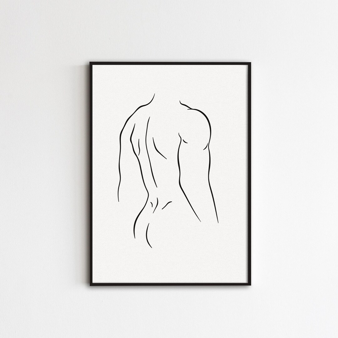 Man Back Wall Art, Male Body Line Art, Minimalist Male Silhouette ...