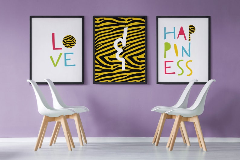 PRINTABLE Love & Happiness Wall Art Set Poster Set - Etsy