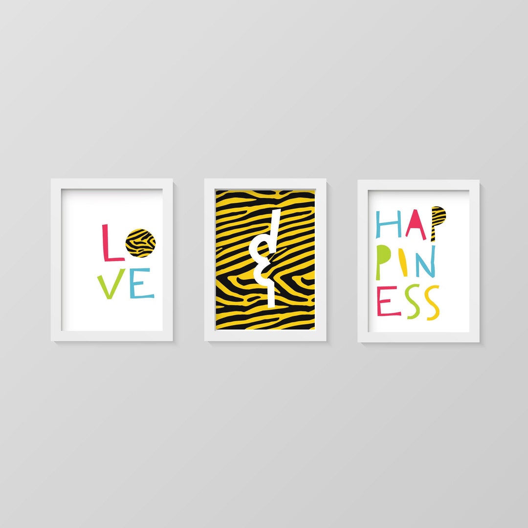 PRINTABLE Love & Happiness Wall Art Set Poster Set - Etsy