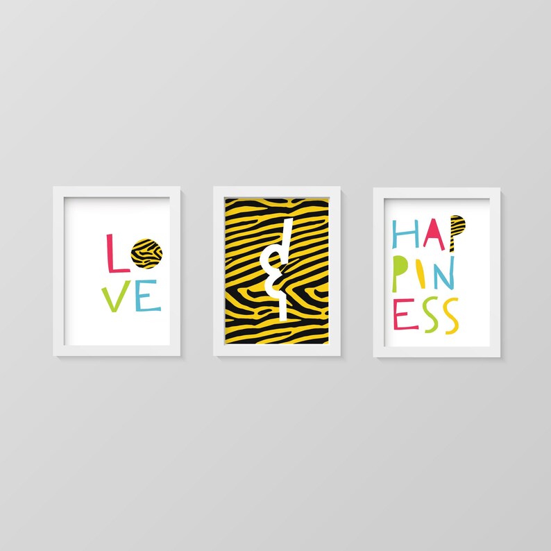 PRINTABLE Love & Happiness Wall Art Set Poster Set - Etsy
