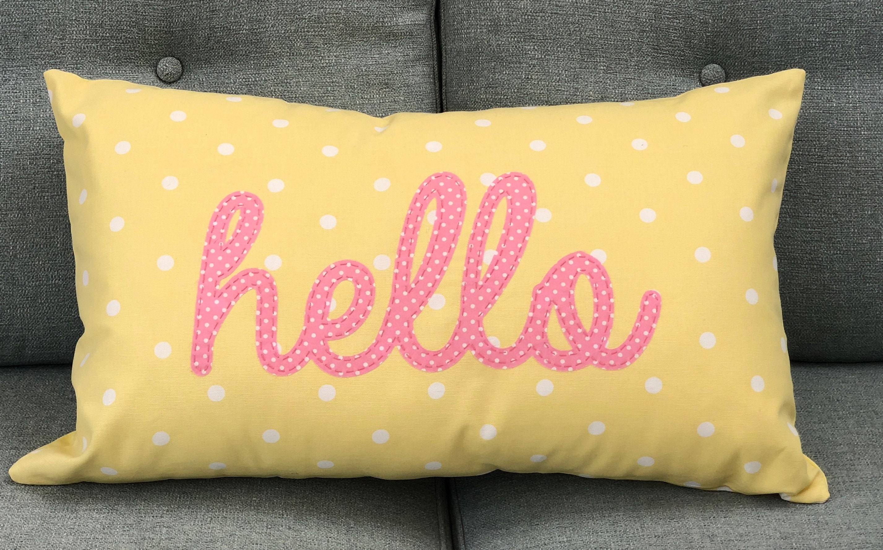Hello handcrafted cushion | Etsy