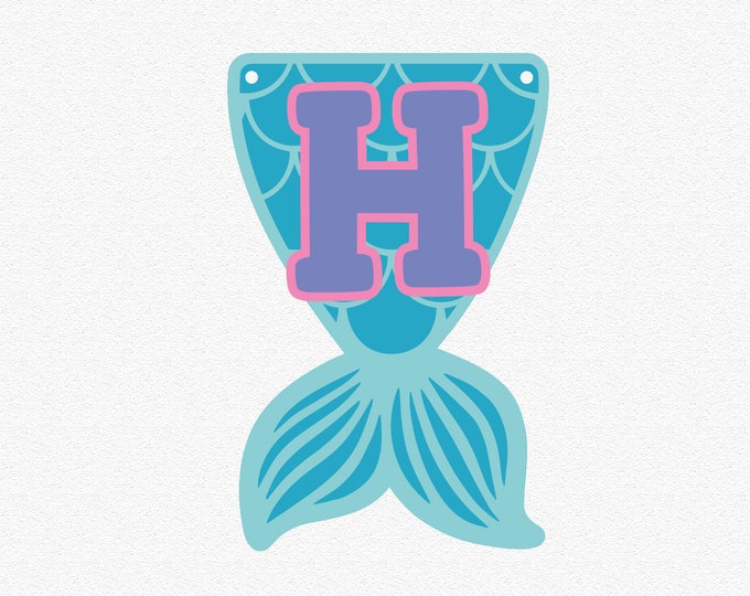 Mermaid Flags SVG Cutting Files for Cricut, Silhouette / DXF / Birthday ...