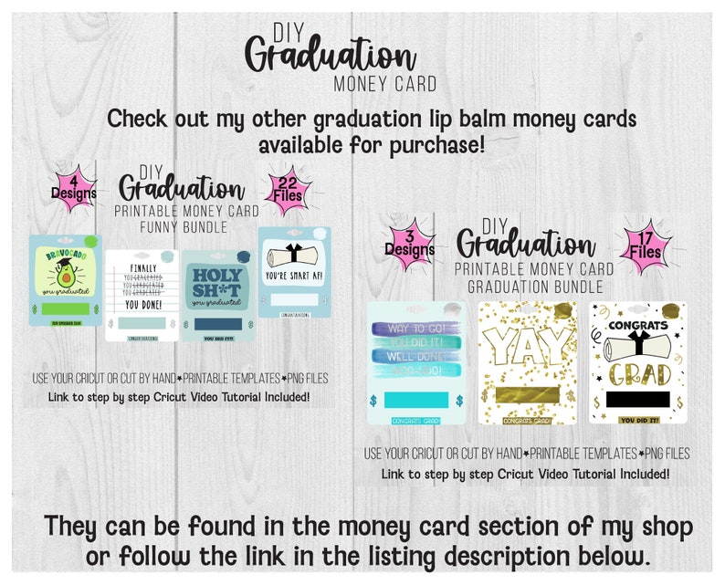 Printable Graduation Money Card Template, Lip Balm Pouch Money Card ...