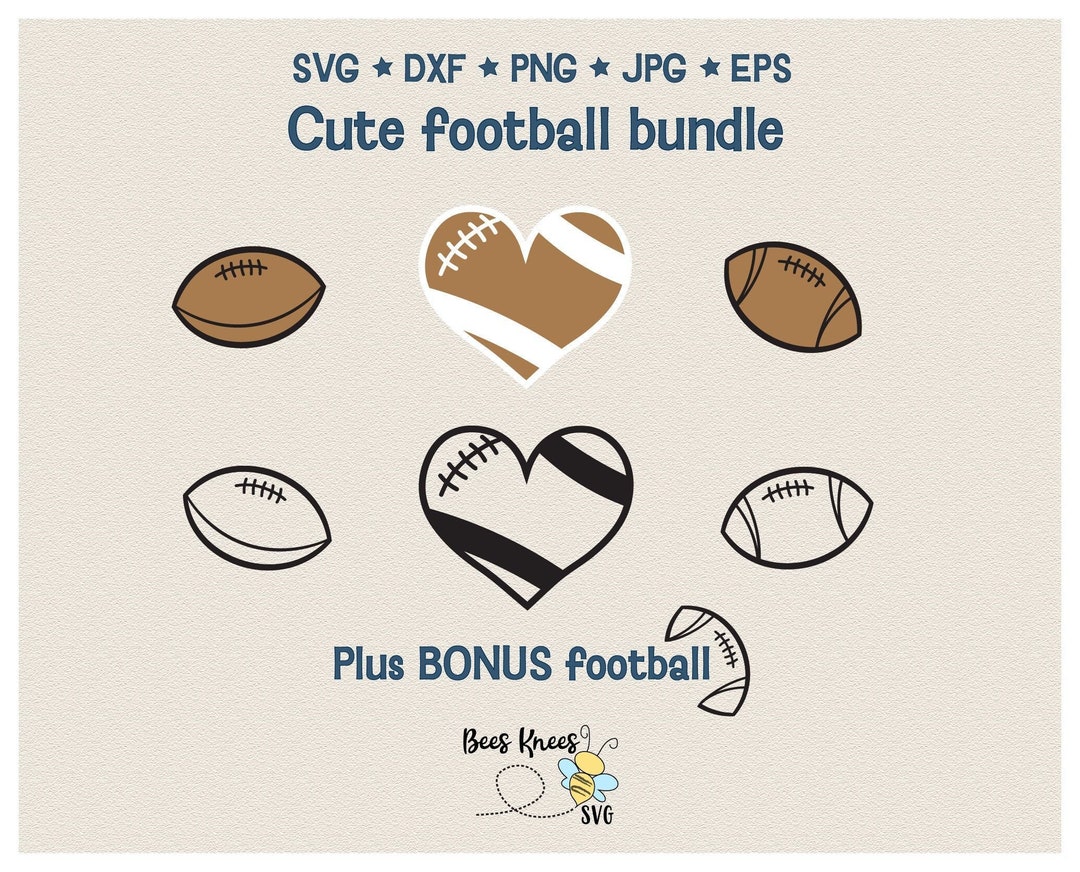 Football Svg, Cute Football Svg, Football Heart Svg, Cut File for ...