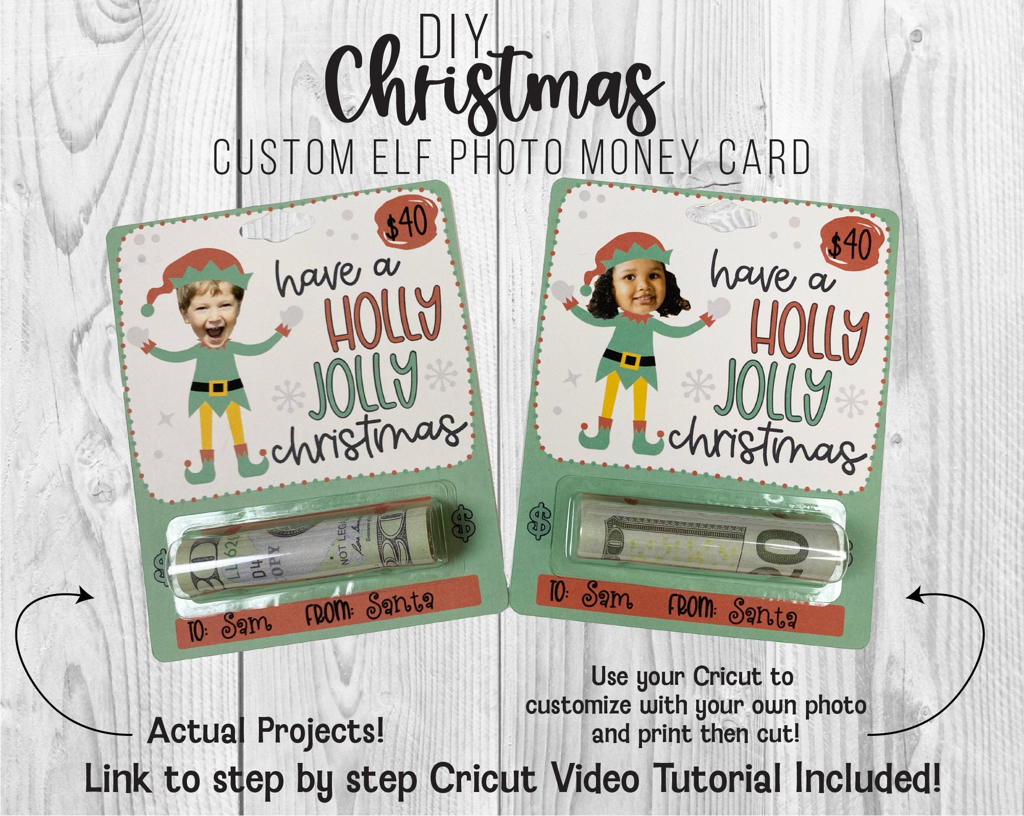 DIY Custom Photo Elf Money Card SVG Personalized Christmas - Etsy Canada