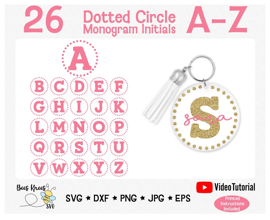 Initial Monogram SVG, Monogram Keychain Svg, Dot Round Monogram Svg ...