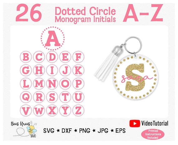 Initial Monogram SVG Monogram Keychain Svg Dot Round Mongram - Etsy