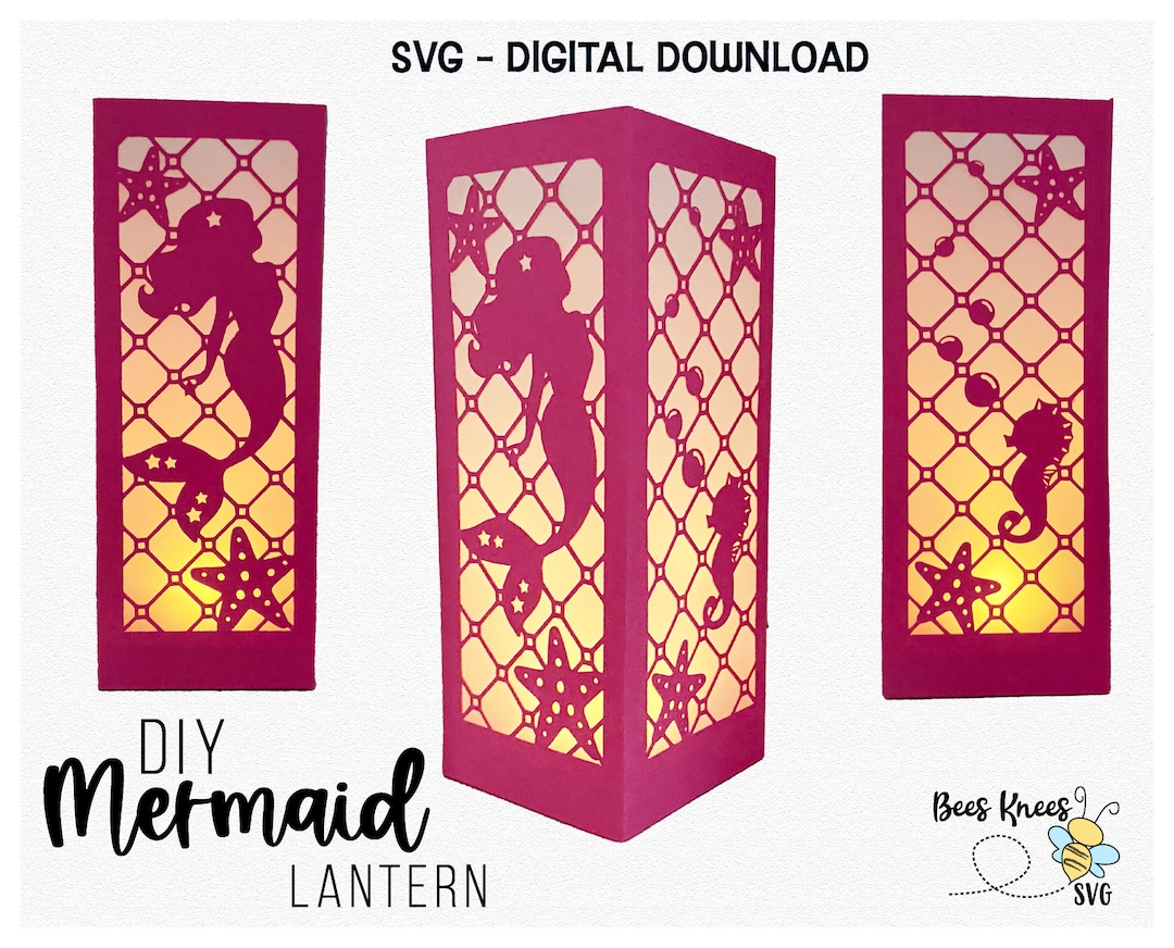 Mermaid Lantern Svg, Mermaid Luminary Svg, Birthday Party Centerpiece ...