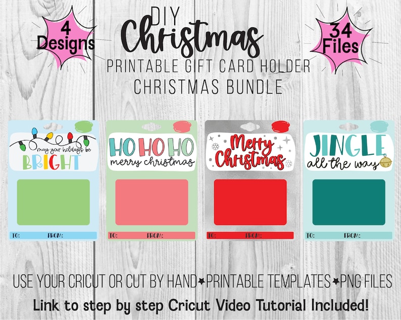 Printable Christmas Gift Card Holder Template Bundle Holiday - Etsy