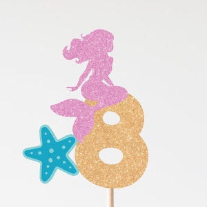 Mermaid 8th Birthday Cake Topper Svg, Mermaid Birthday Cupcake Toppers ...