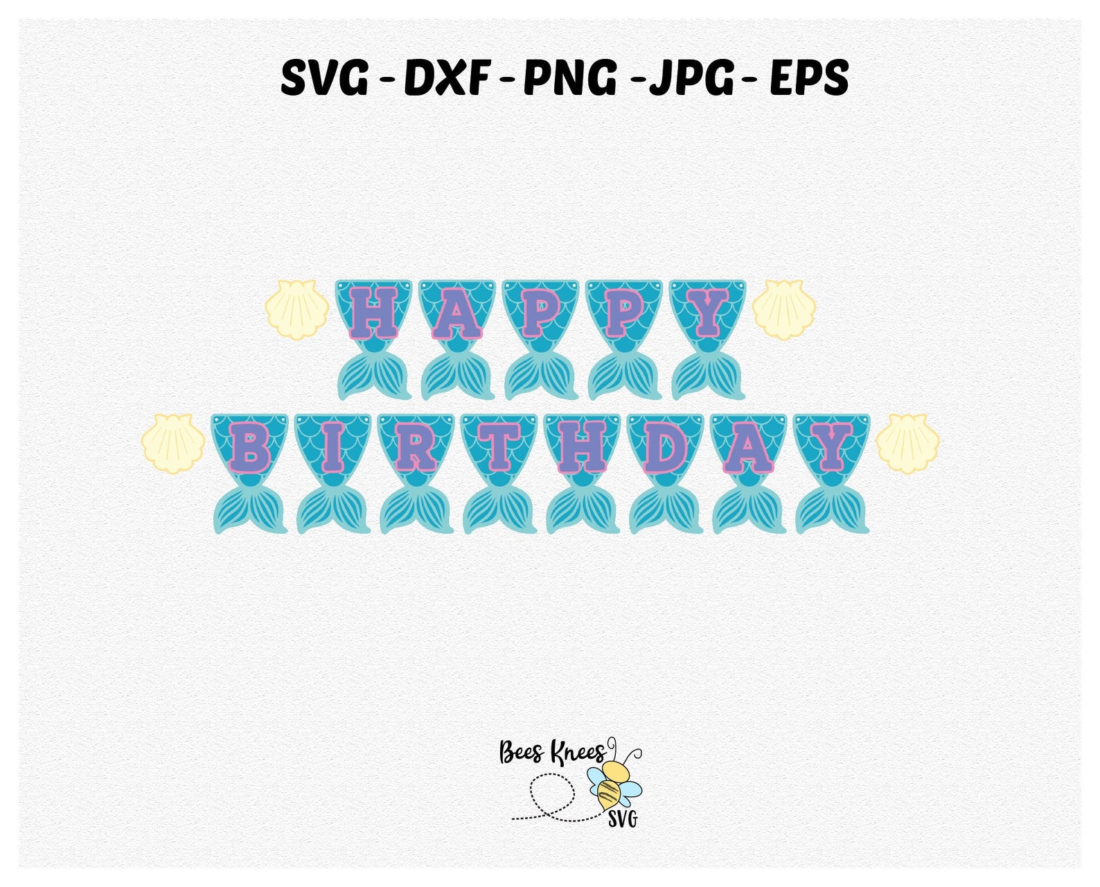 Mermaid Banner Svg, Mermaid Happy Birthday Banner Svg, Mermaid Name ...