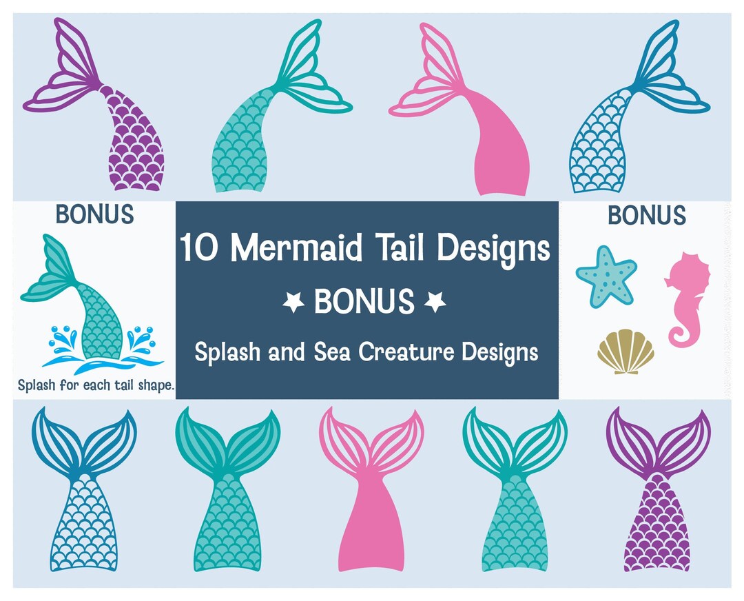 Mermaid Tail Svg, Mermaid Svg, Mermaid Tail Bundle, Cricut and ...