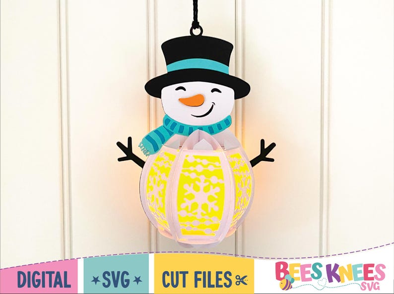 Snowman Lantern SVG Template, Christmas Diy Ornament, Winter Belly ...