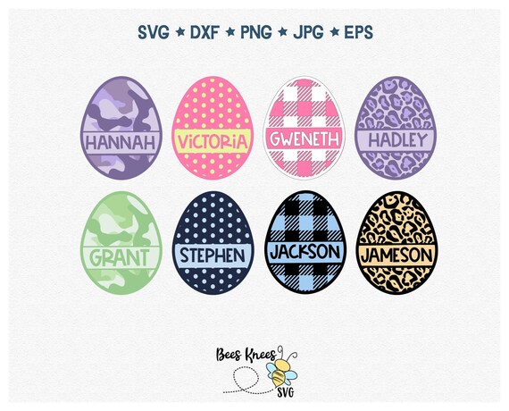Easter Egg Name Monogram Svg Easter Egg Polka Dot Camo | Etsy
