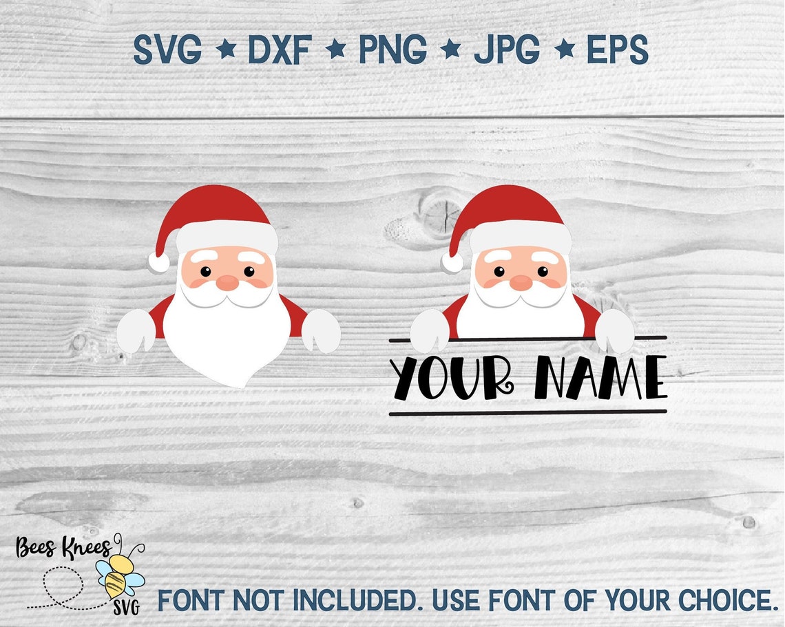 Peeking Santa Svg, Santa Head Svg, Christmas Mongogram Svg, Cut File ...