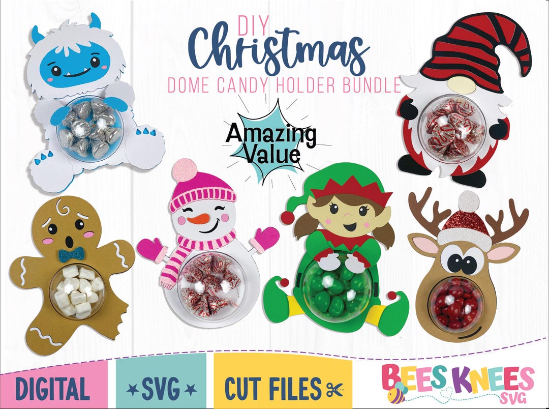 DIY Christmas Dome Candy Holder Svg, Gnome, Snowman Girl, Gingerbread ...