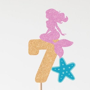 Mermaid 7th Birthday Cake Topper Svg, Mermaid Birthday Cupcake Toppers ...
