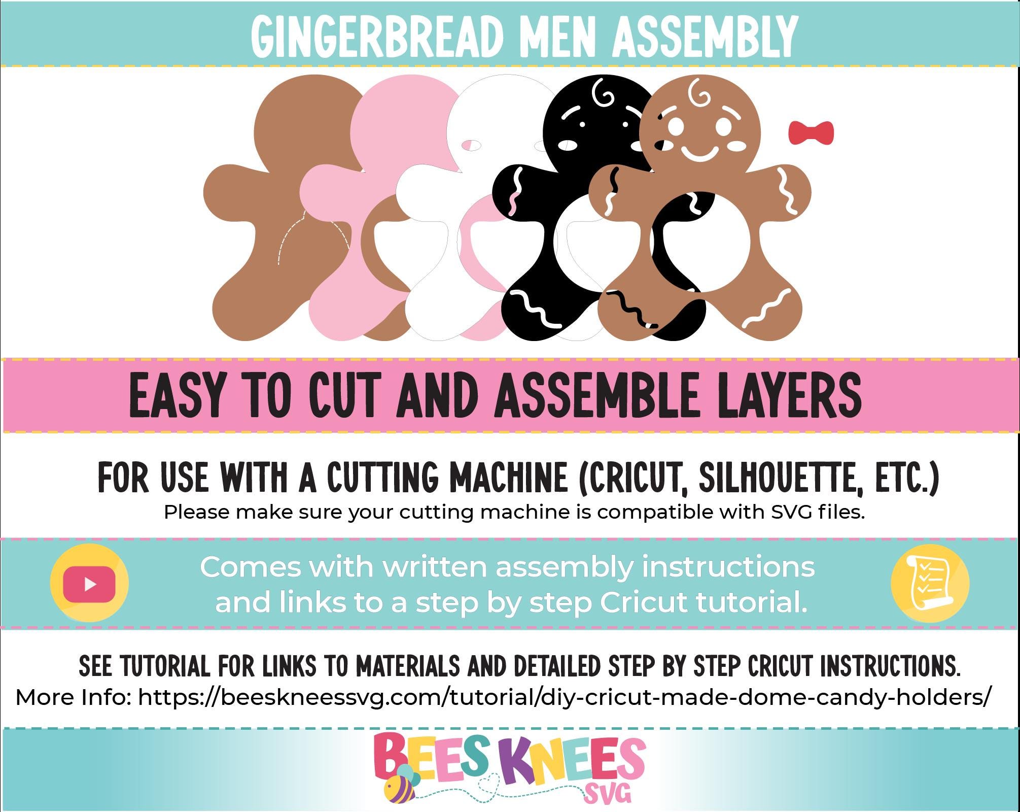Gingerbread Dome Candy Holder Svg, Gingerbread Man Boy Girl Template ...