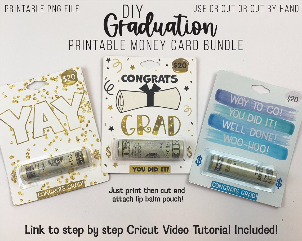 Printable Graduation Money Card Template Lip Balm Pouch Money - Etsy