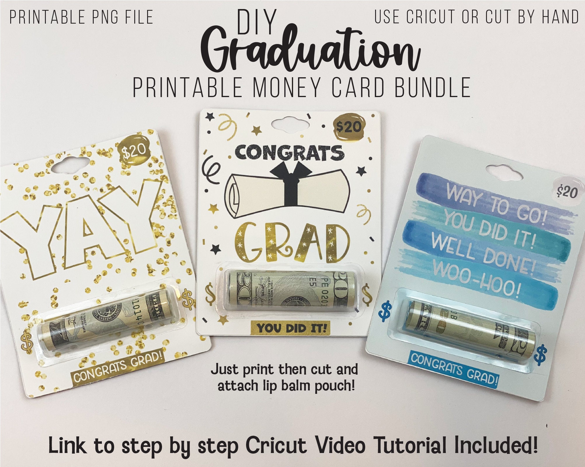 Printable Graduation Money Card Template Lip Balm Pouch Money - Etsy