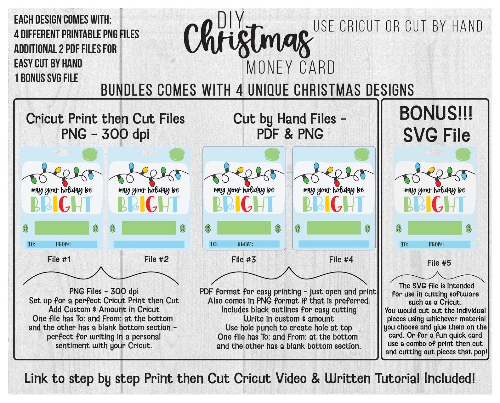 Printable Christmas Money Card Template Bundle, Holiday Lip Balm Pouch ...