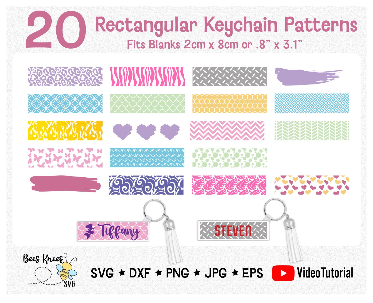 Rectangle Pattern SVG 8cm X 2 Cm Keychain Svg Rectangular - Etsy