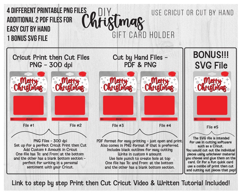 Printable Christmas Gift Card Holder Template Gift Card Pouch - Etsy