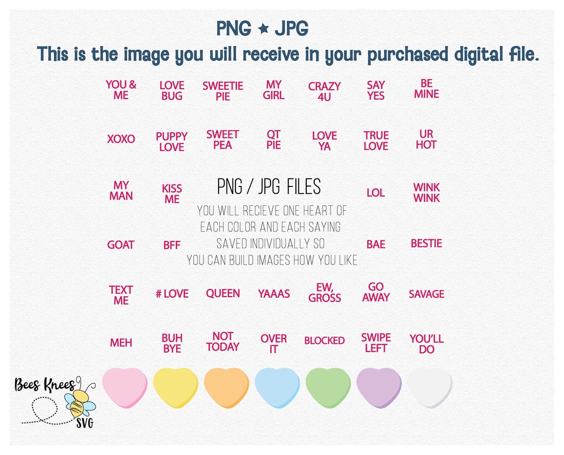 Conversation Hearts Svg Funny Hearts Svg Valentine's Day - Etsy