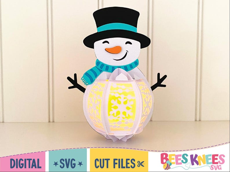 Snowman Lantern SVG Template, Christmas Diy Ornament, Winter Belly ...