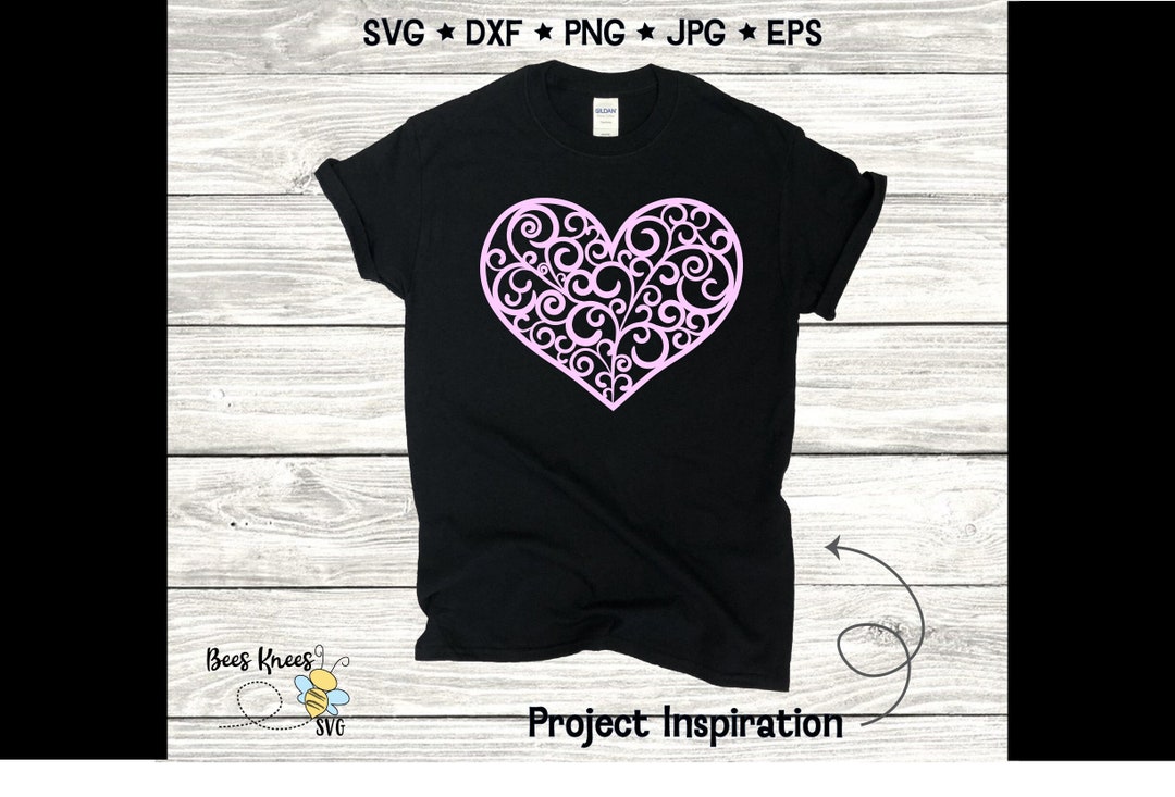 Swirl Heart Svg, Valentine's Day Svg, Flourish Heart Svg, Cut File for ...