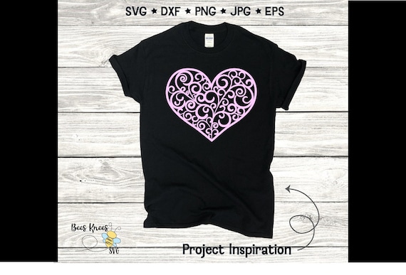 Swirl Heart Svg Valentine's Day Svg Flourish Heart Svg - Etsy