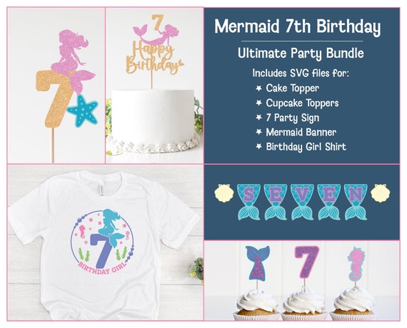 Mermaid 7th Birthday Party Decorations Mermaid Birthday | Etsy
