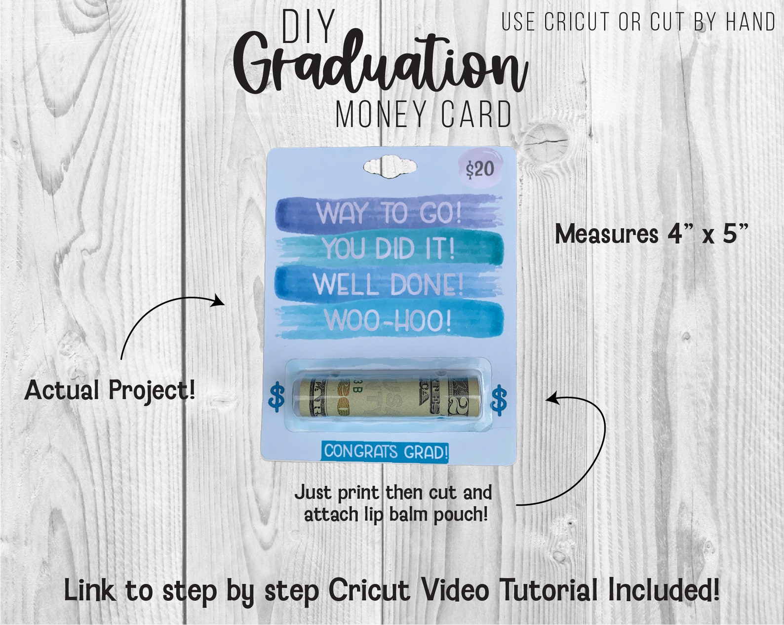 Printable Graduation Money Card Template, Lip Balm Pouch Money Card ...