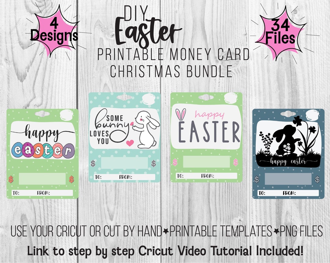 Printable Easter Money Card Template Bundle, Easter Lip Balm Pouch ...