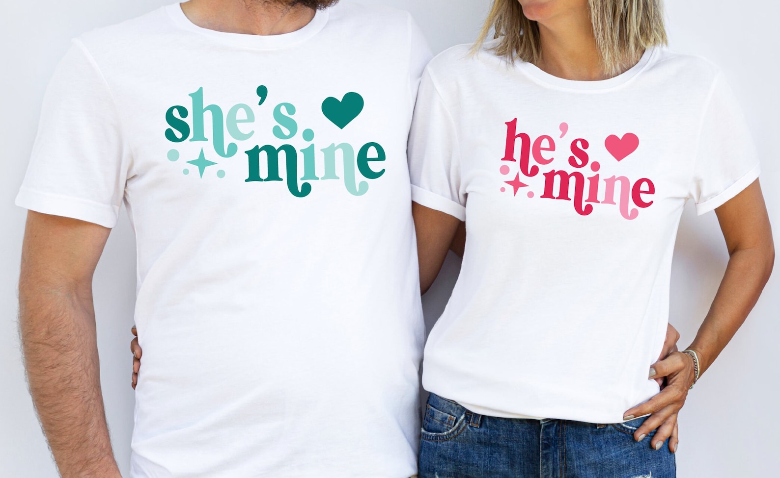 She's Mine He's Mine Svg, Couples Valentine's Day Shirt Svg, Retro ...